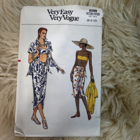 Vogue | Office | Easy Vogue 9298 Sarong Style Bratop Sewing Pattern ...